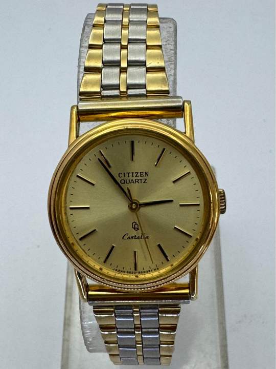 CITIZEN Castalia Quartz ตัวเรือนทองชุบ นาฬิกาผู้หญิง มือสองของแท้ ...