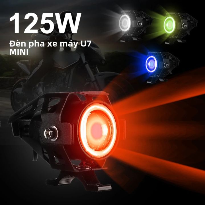 Đèn LED 125W Xe Máy Phụ Trợ Đèn Pha Đa Năng 1200LM Đôi Mắt Thiên Thần ...