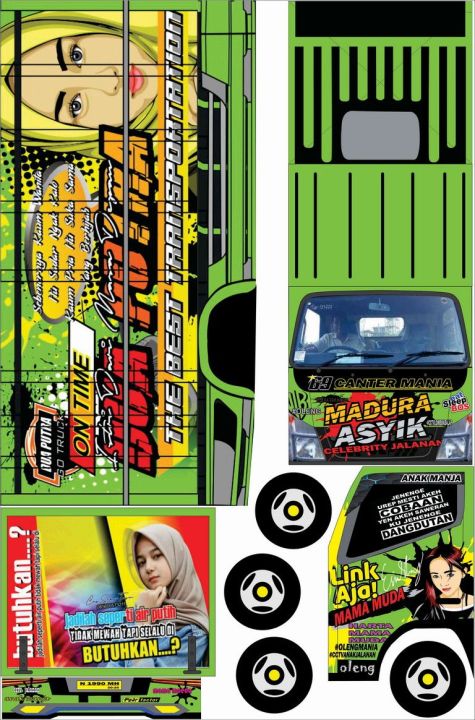 Pola stiker truk oleng motif Madura Asik 2 lembar ukuran besar | Lazada ...