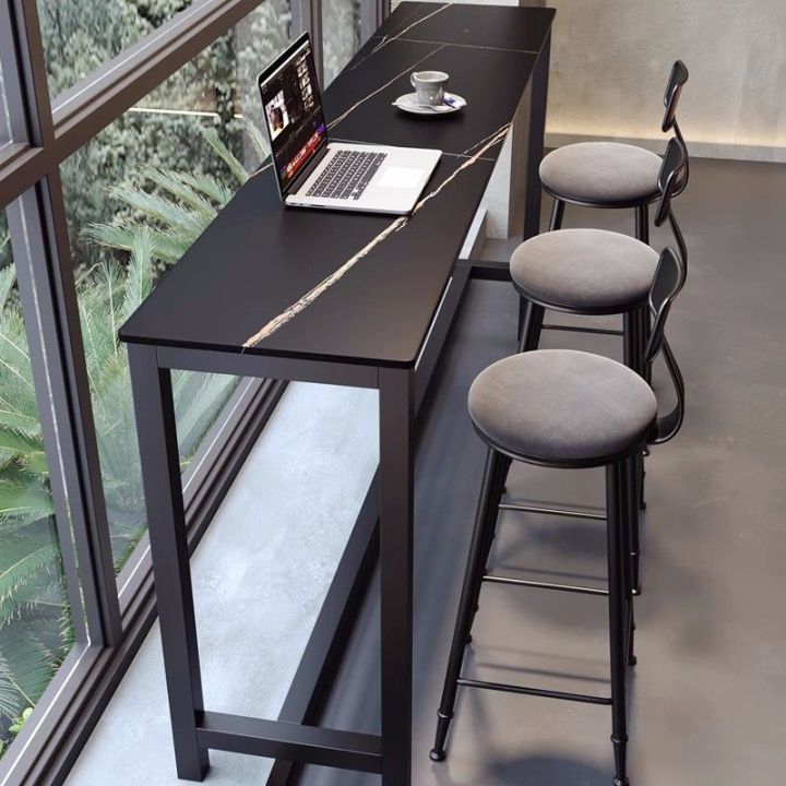 Modern Minimalist Rock Board Balcony Bar Table Integrated High-legged ...