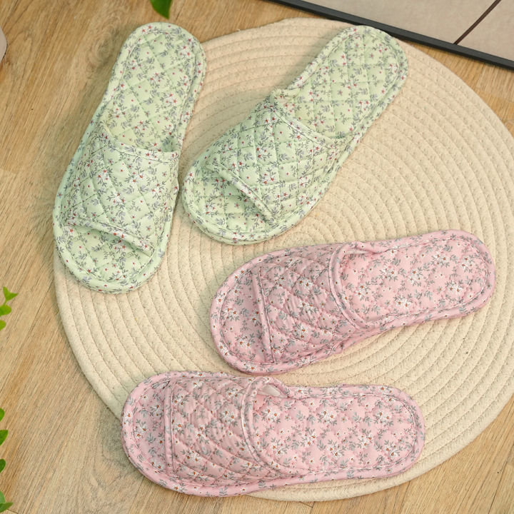 New Korean Style Home Indoor Slippers Floral Silent No Sound Crawling ...