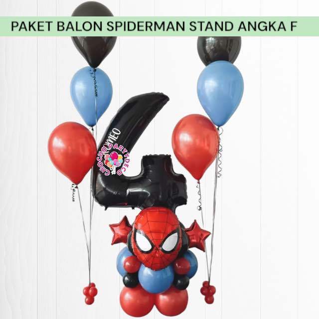 Paket Balon SPIDERMAN Angka Stand F / Dekorasi Ulang Tahun Spiderman ...
