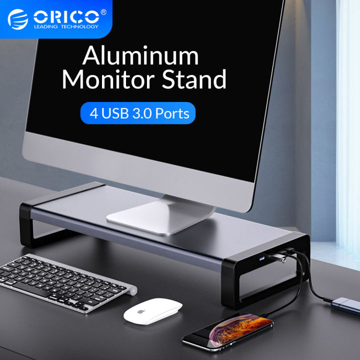 ORICO Aluminum Monitor Stand Riser Wood Computer Universal Desktop ...