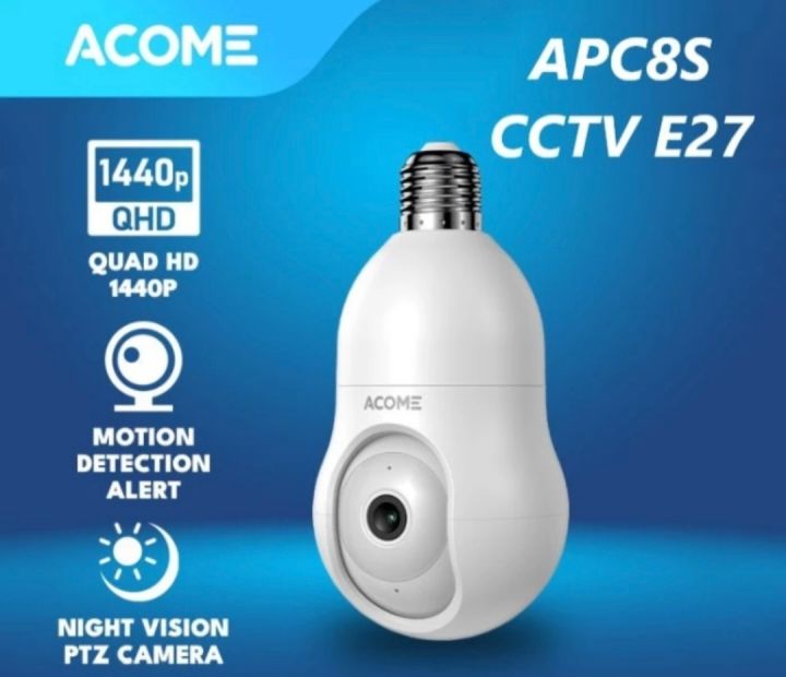 ACOME APC8S Smart IP Wifi Camera CCTV 2.5K 1440P Kamera Bohlam E27 | Lazada Indonesia