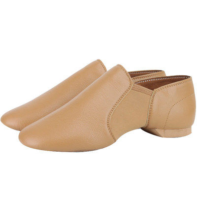 Genuine Leather/Canvas Jazz Dance Shoes Tan Black Twin Gore Slip On ...