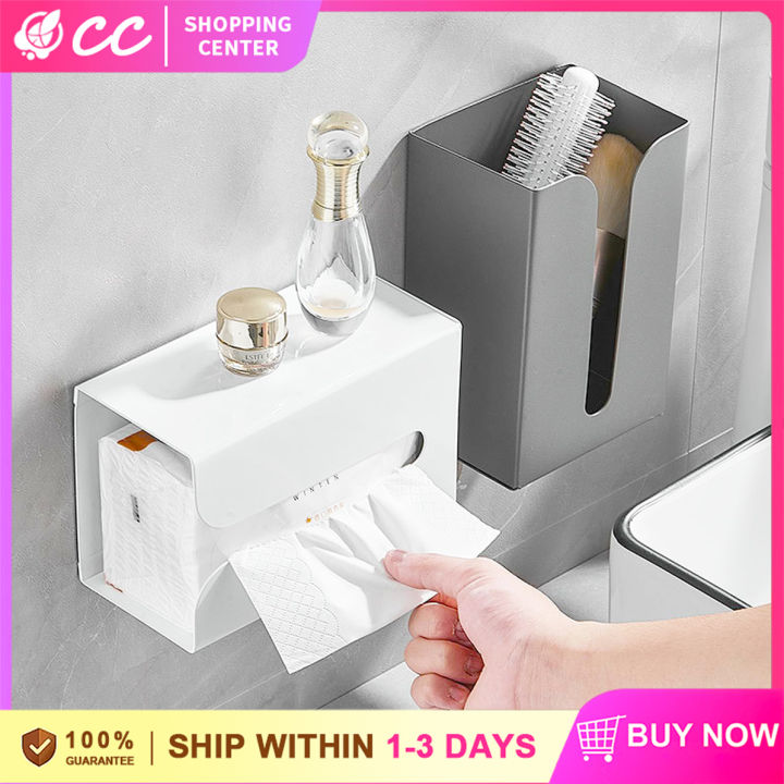 Multiple-uses Wall Mounted Tissue Holder Box Self Adhesive Punch-free ...