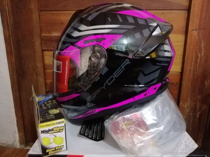 SPYDER SPIKE 2 Series 8 Glossy Black Pink Helmet with Iridium Flash ...