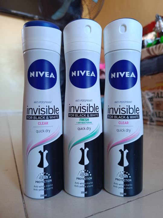 NIVEA Invisible for Black & White Quick Dry Fresh & Clear Anti-Perspirant Deodorant Spray 150ml ...
