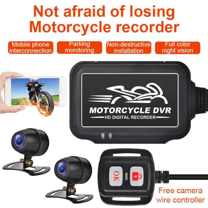EKLEVA 1080P HD Motorcycle Camera DVR System Dual Lens Loop Recording ...