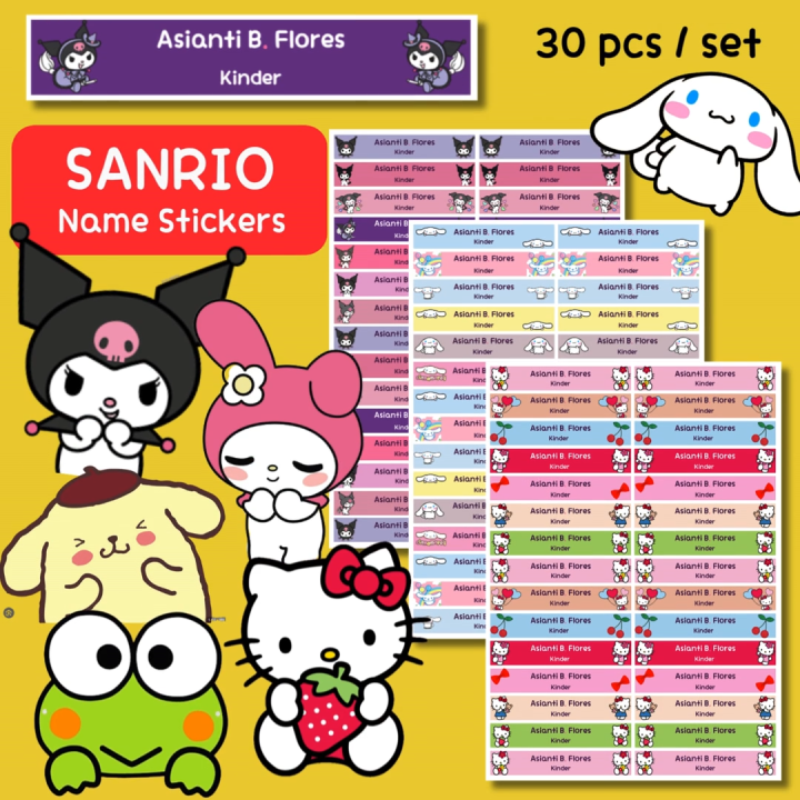 Name Sticker Personalized Cute SANRIO Kuromi Hello Kitty Melody ...