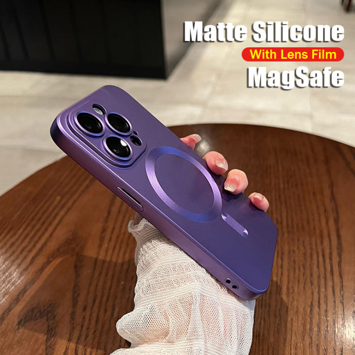 CrashStar With Lens Films MagSafe Matte Silicone Soft Shockproof Phone ...
