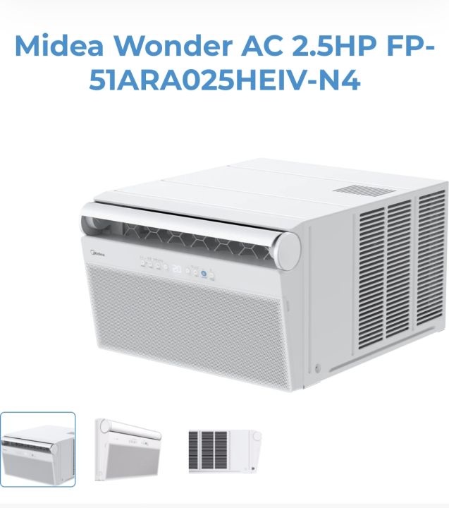 Midea Wonder AC 2.5HP FP-51ARA025HEIV-N4 WINDOW TYPE INVERTER AIRCON ...