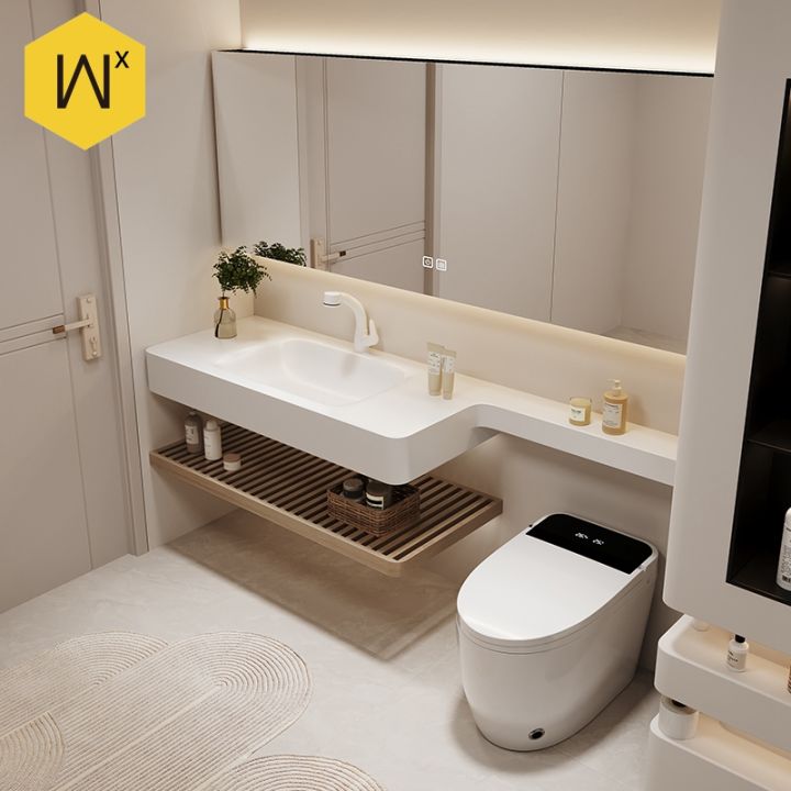 Japanese-Style Bathroom Customization DuPont Corian Whole Washbin Bathroom Cabinet Combination ...