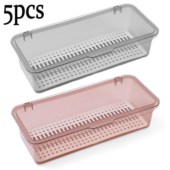 5Pcs Large Size Rectangle Storage Box with Dust Cover Transparent ...