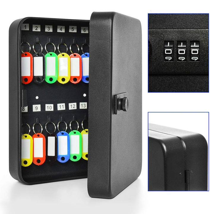Key Storage Lock Box 20 Key Hooks Combination Key Cabinet Security Lock ...