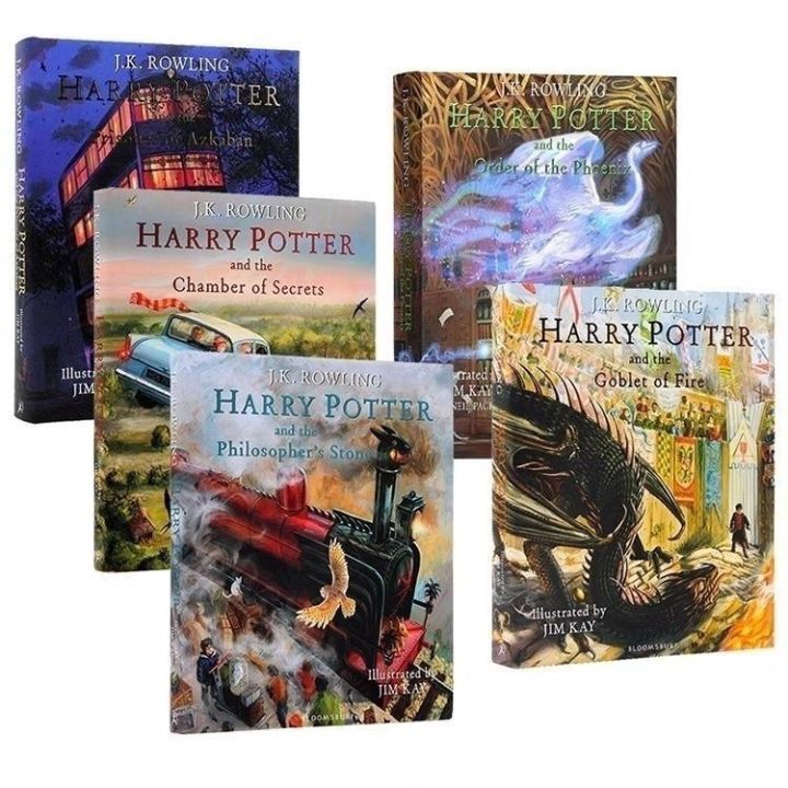 Harry Potter 5 Books set Hardcover The Illustrated Edition Large Format ...
