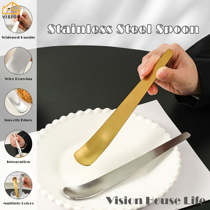 Vision 410 Stainless Steel Dessert Spoons Cheese Spreader Short ...