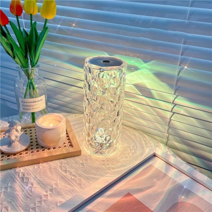 Acrylic LED Crystal Lamp 16 Colors Touch Adjustable Romantic Atmosphere ...