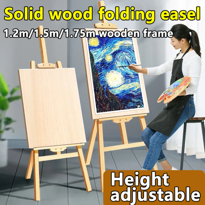 1.2m/1.5m/1.75m easel Wooden Easel Painting Display Adjustable Stand ...