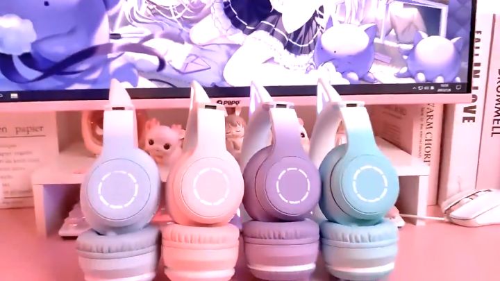 Yulozea Wireless Bluetooth Headphones Cat Ear Gaming Headsets for Girl ...