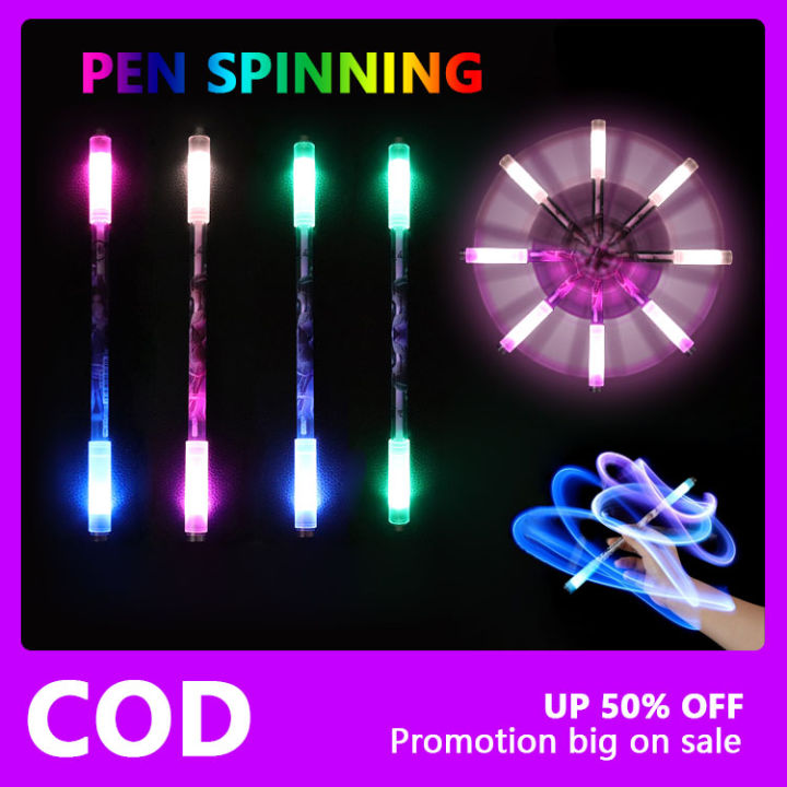 spinning pen Creative Rotating LED Flash Gel Pen with Light Students ...