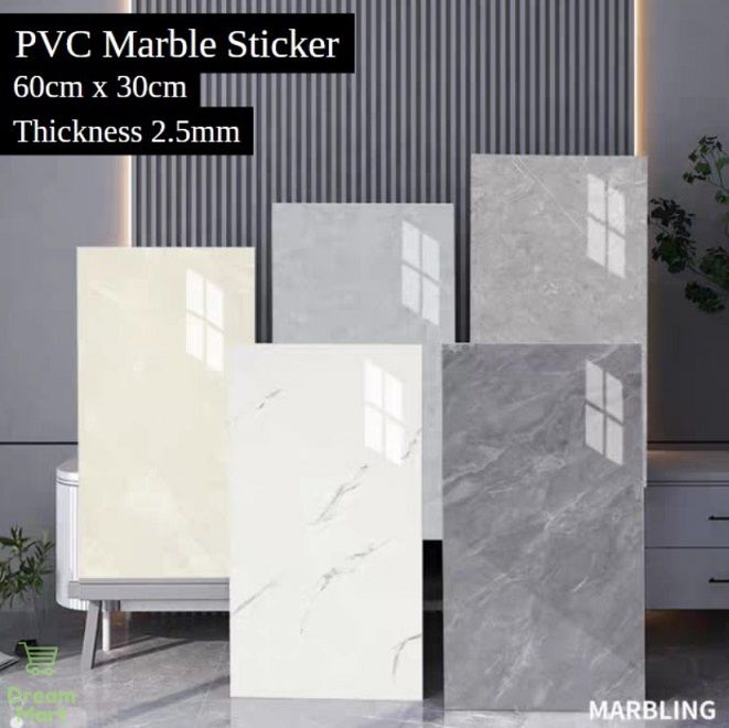(10pcs) 60cm x 30cm Thick PVC Marble Foam Tile Sticker Aluminium Foil ...
