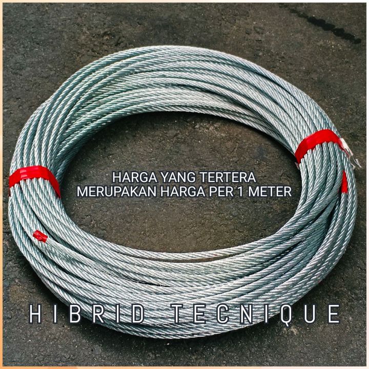 Seling baja 12 10 8 6 5 4 3 2 mm Sling baja Kawat baja Bahan Galvanis seling wire rope kawat ...