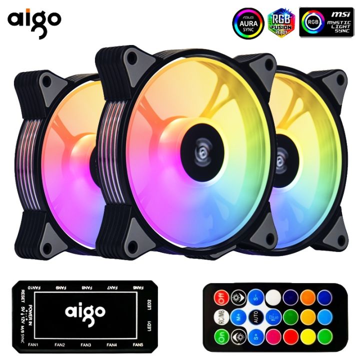 Aigo AR12 120mm pc computer Case Fan RGB Heatsink aura sync sata port ...