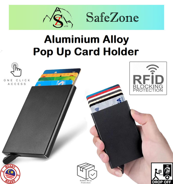 Aluminium Pop Up Slim Credit Card Holder, RFID Protected Anti-theft ...