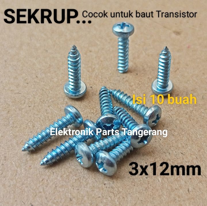 (10 BUAH) SEKRUP 3mm BAUT SEKRUP 3X12mm UJUNG TAJAM BAUT SEKRUP ...