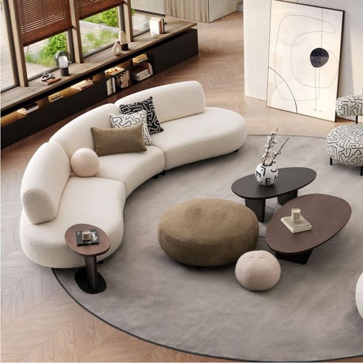 Nordic Style Accessible Luxury Curved Sofa Minimalist Modern Hall