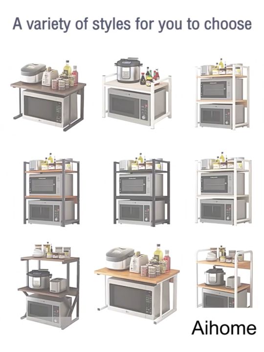 2/3 Layer Wooden Kitchen Racks Multi-purpose Storage Rack Microwave ...