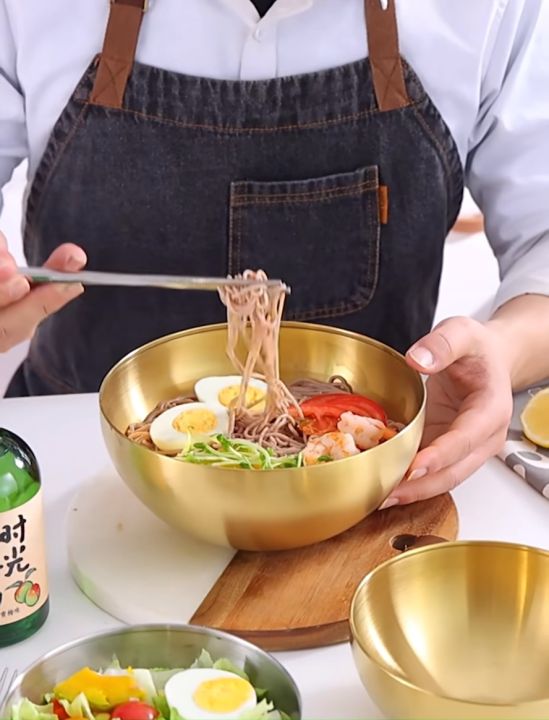 DXL Korean Stainless Steel Noodle Bowl Home Mixed Rice Bowl Fruit Bowl ...