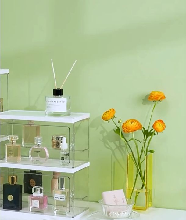 Perfume Box Organizer Transparent Dust Proof Acrylic Perfume Display ...