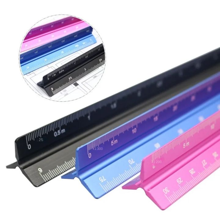 Metal Aluminum Triangular Ruler Large Scale Comparison Drawing 30cm ...