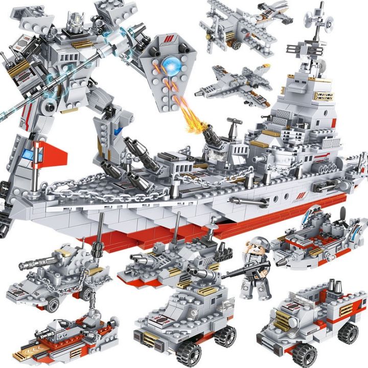 1000Pcs Aircraft Carrier Building Blocks Warship Battleship Navy ...