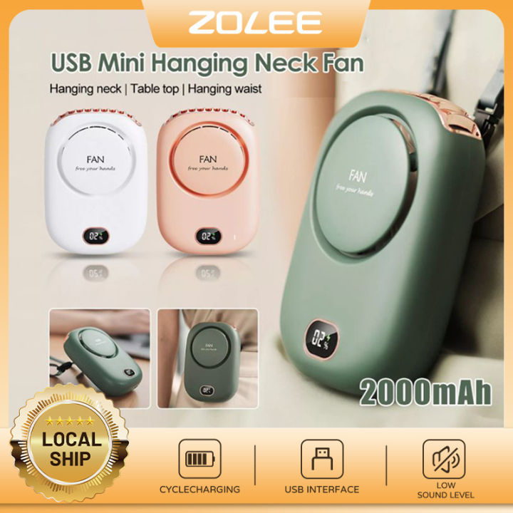 【Zolee】Portable Neck Fan Mini Fan Electric Fan USB Rechargeable Fan ...