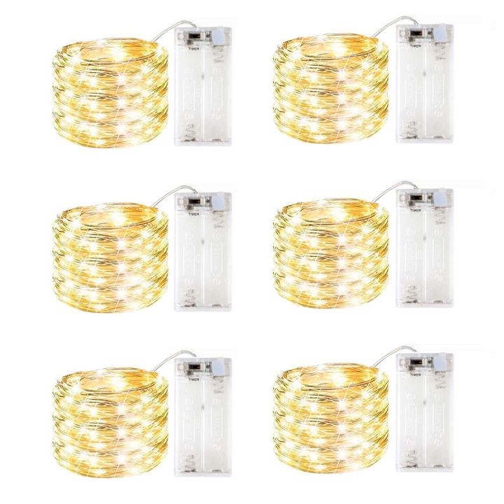 NUVOX 6 Pack LED Fairy String Lights Battery Operated, 10FT 30LEDs ...