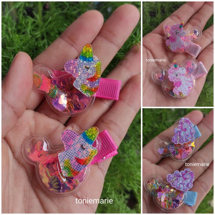 1 PASANG JEPIT UNICORN GLITTER TRANSPARAN - JEPIT ANAK KOREA - JEPIT ...