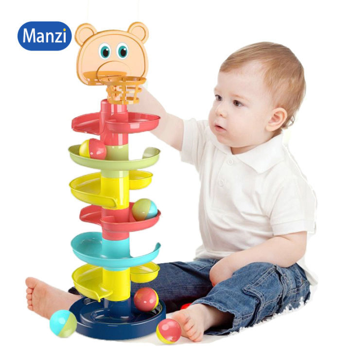 Children's educational toys stacked track toy rolling ball slide tower ...