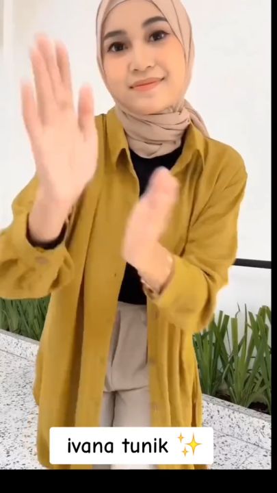 Qyara Store Fashion Tunik Polos Muslimah Bahan Crinkle Airflow Kekinian Atasan Wanita Tunik ...