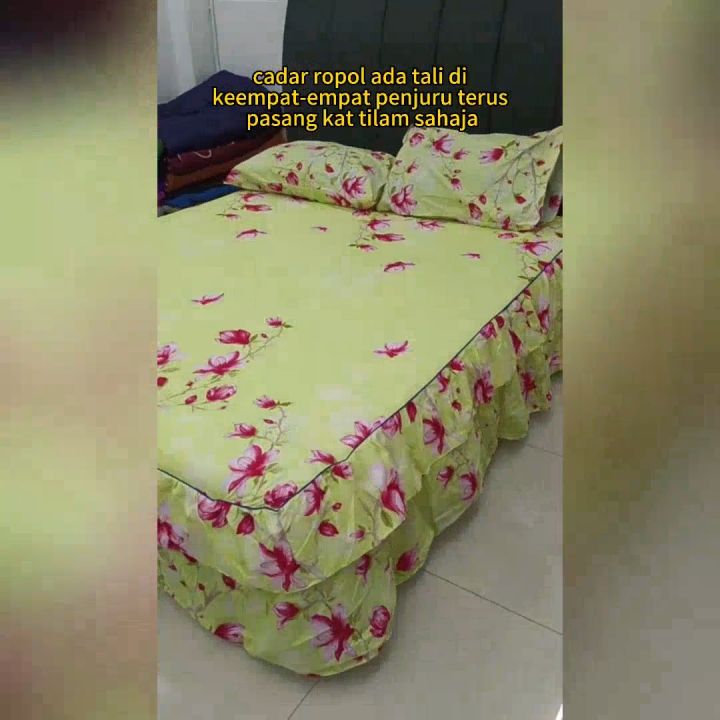 3 in 1 Set Queen King Size Ropol Cadar Bedsheet Cadar Pengantin Puteri ...