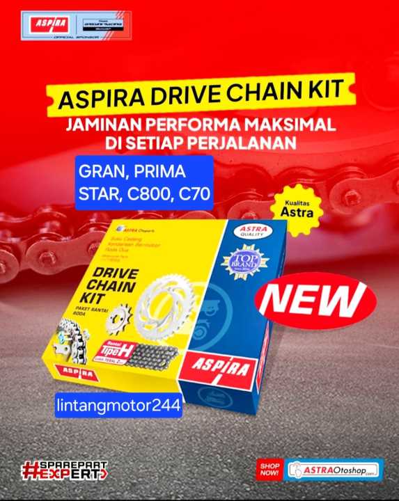 Gir set gear set Drive chain kit Gran, Prima, Star, C800, C70 ASPIRA H2-412PA-GN5-112H | Lazada ...