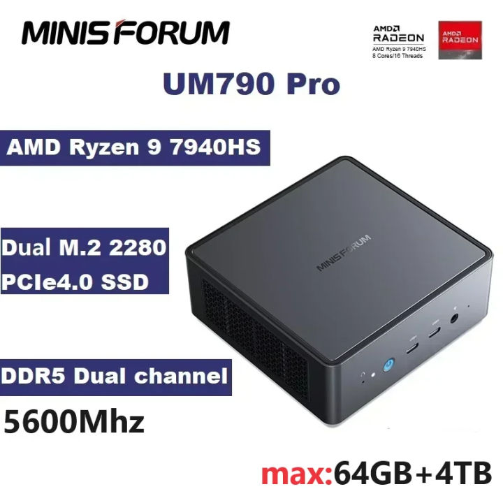 มินิฟอรัม UM790 Pro คอมพิวเตอร์ขนาดเล็ก AMD Ryzen 9 7940HS มินิ PC ...