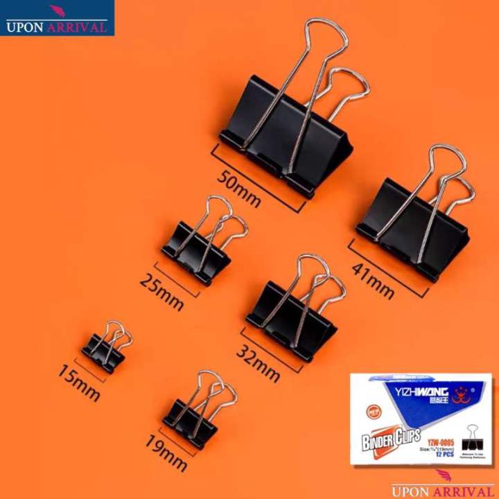 12pcs Binder Clips With Box 19mm/25mm/32mm/41mm Stationary Binder Clips ...
