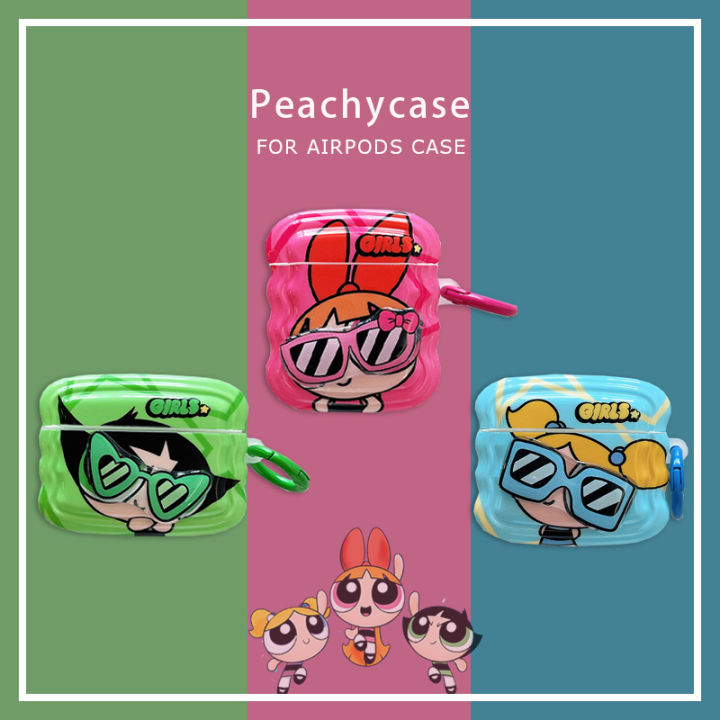 แว่นตาตลก Powerpuff เด็กผู้หญิงเคสหูฟังไร้สายใช้ได้กับ Airpods 2 Pro ...
