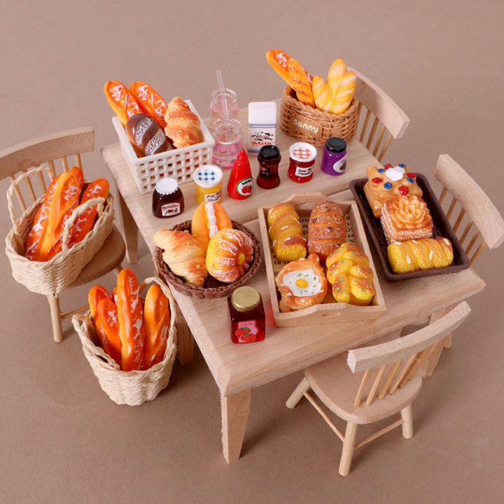 Kitchen Simulation Bread Basket Jam Chair Model Dollhouse Miniature ...