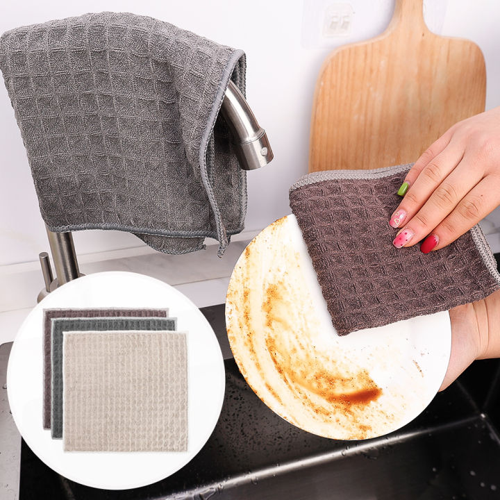 Waffle Rag Coffee Glass Cleaning Cloth Home Kitchen Towel Rag Super ...