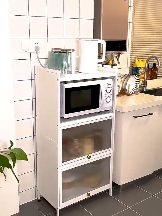 Kitchen Cabinet Rack Multi Layers flatware storage with cover food dish ...