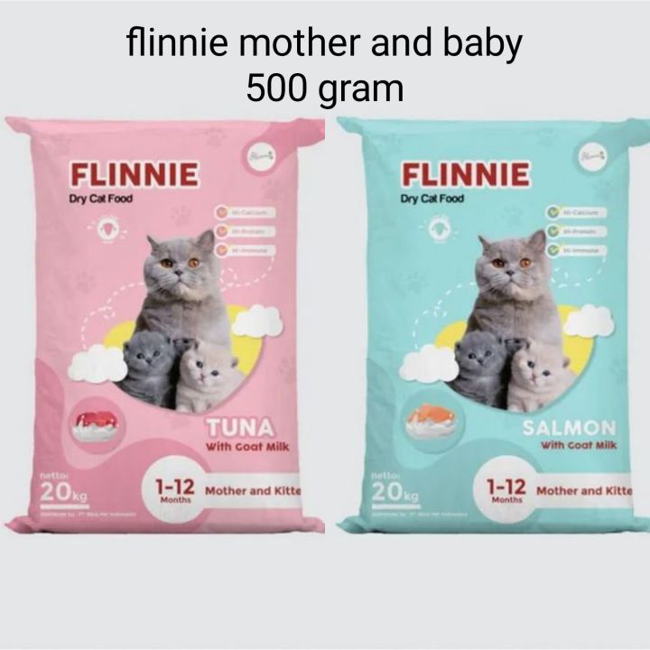 makanan kucing flinnie mother and baby kitten 500 gr rasa tuna dan ...